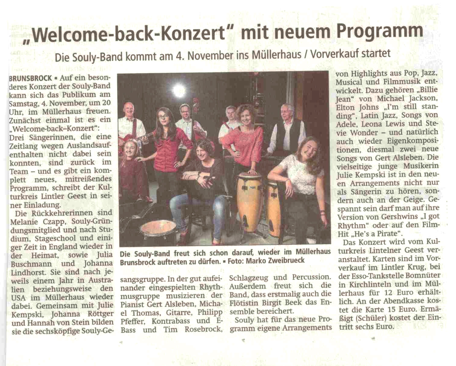 Welcome-back Konzert - Souly mit neuem Programm / ausverkauft ...